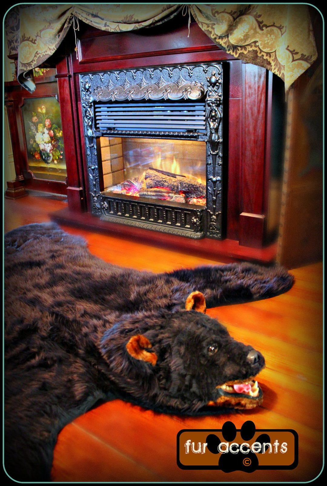 Hand Made Black BEAR SKIN RUG Manmade Faux Fur. Looks and Feels Like ...