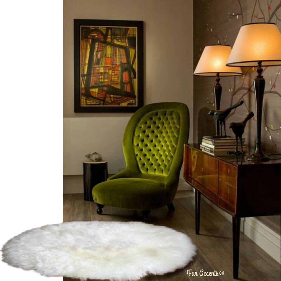 White Round Shag Rug Large Faux Sheepskin Shag Luxury - Etsy