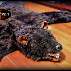 Hand Made Black BEAR SKIN RUG Manmade Faux Fur. Looks and Feels Like ...