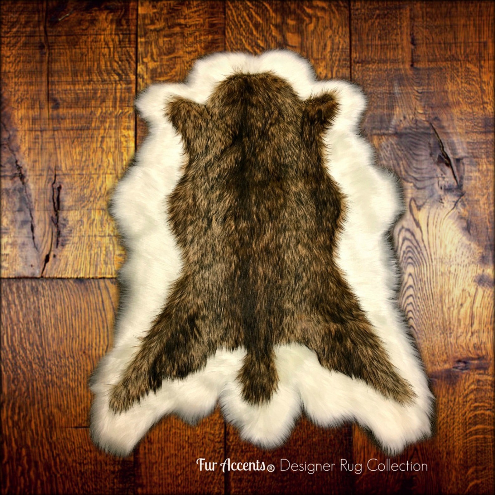 Custom Faux Fur Area Rug Brown and White Pelt Shape Deer | Etsy