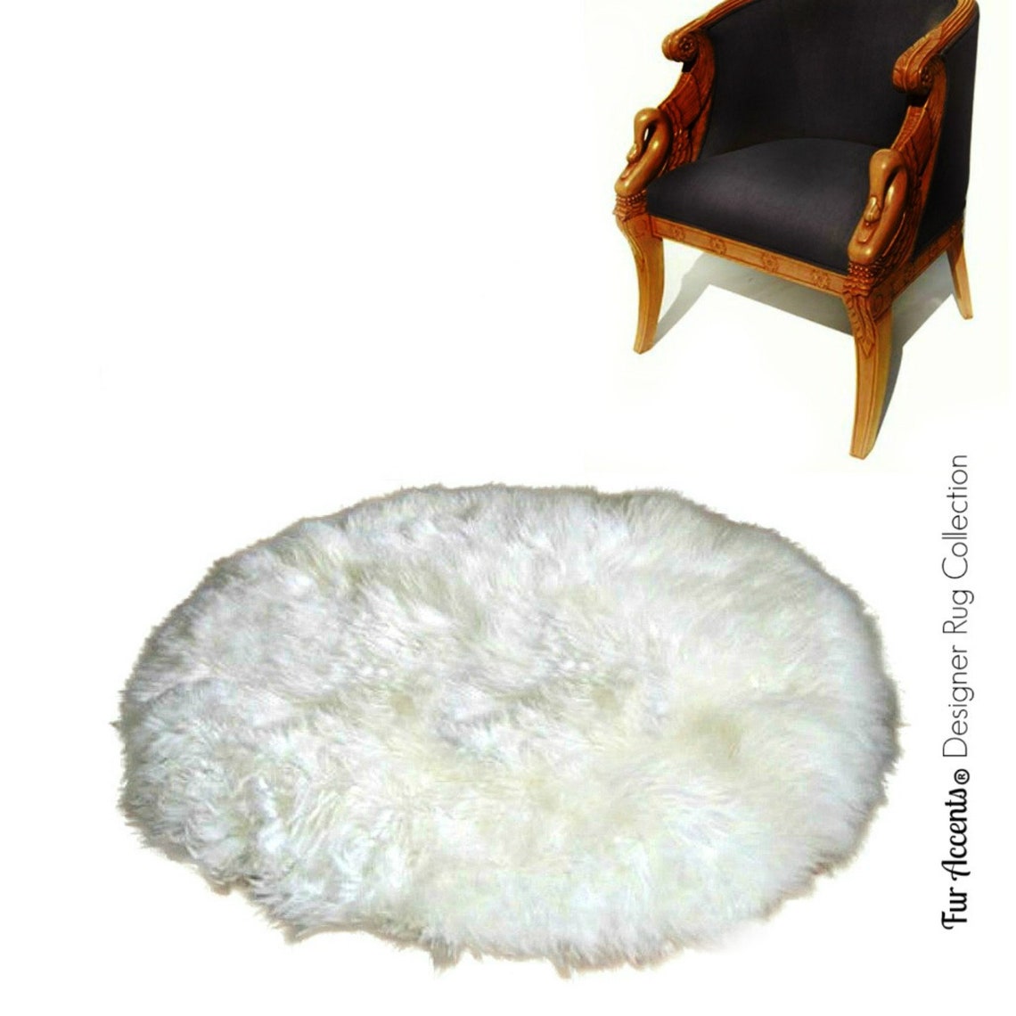 White Round Shag Rug Large Faux Sheepskin Shag Luxury | Etsy