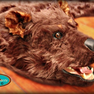 Hand Made BEAR SKIN RUG With Head Faux Fur Taxidermy Realistic Log ...