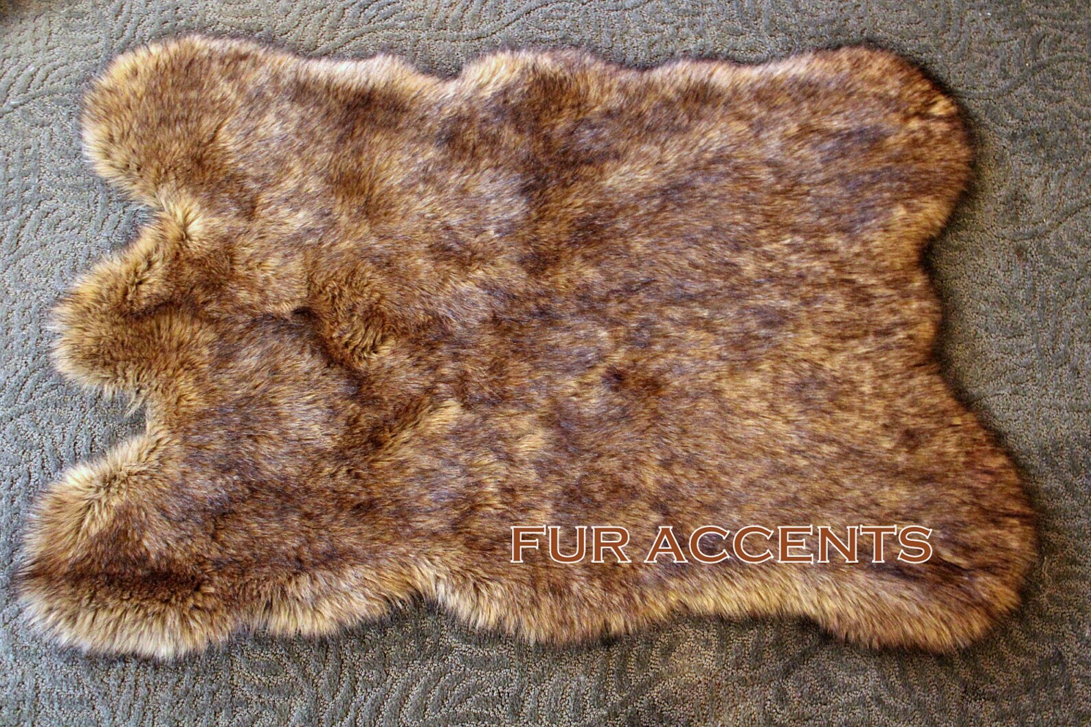 FAUX FUR Wolf Skin Accent Rug Toss Rug Area Rug Pelt Rug - Etsy