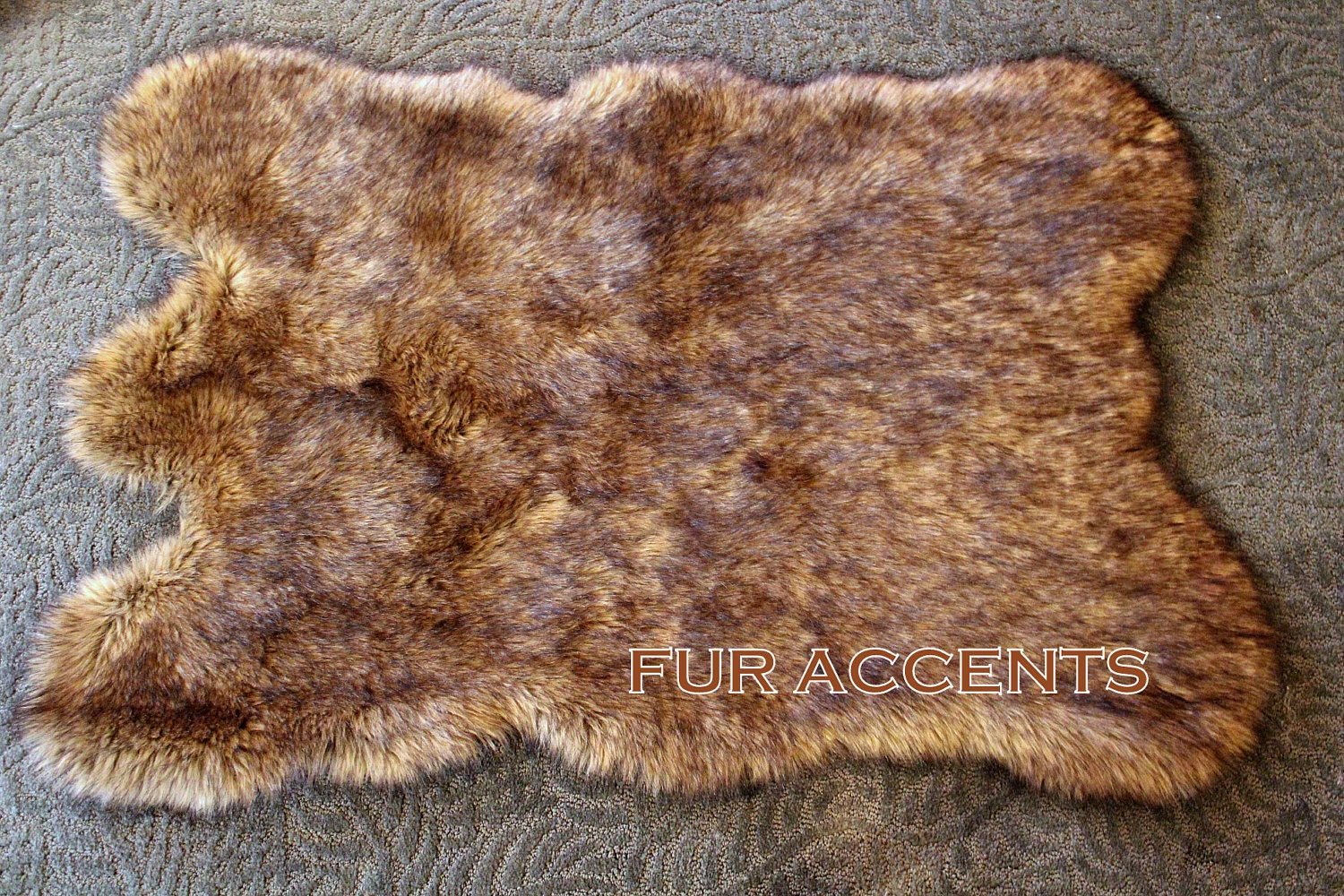 Faux Fur Wolf Skin Rug, Light Brown Accent Pelt Rug (40x60) - Etsy