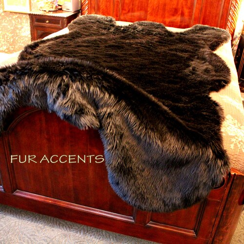 Plush Faux Fur Mountain Bear Skin Pelt Rug Realistic - Etsy