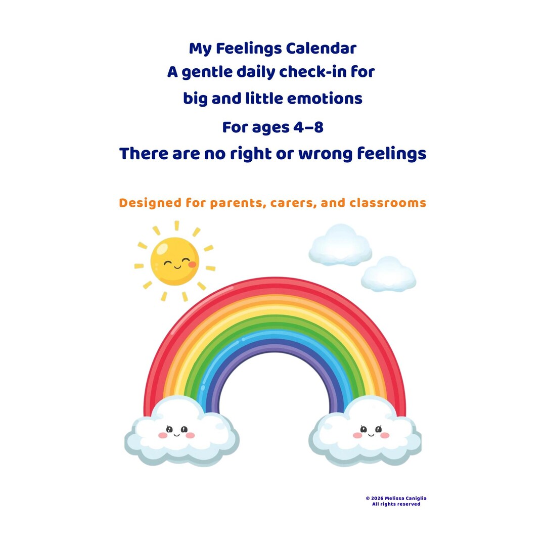 Feelings Calendar for Kids | Emotions Check-in Printable | Social ...