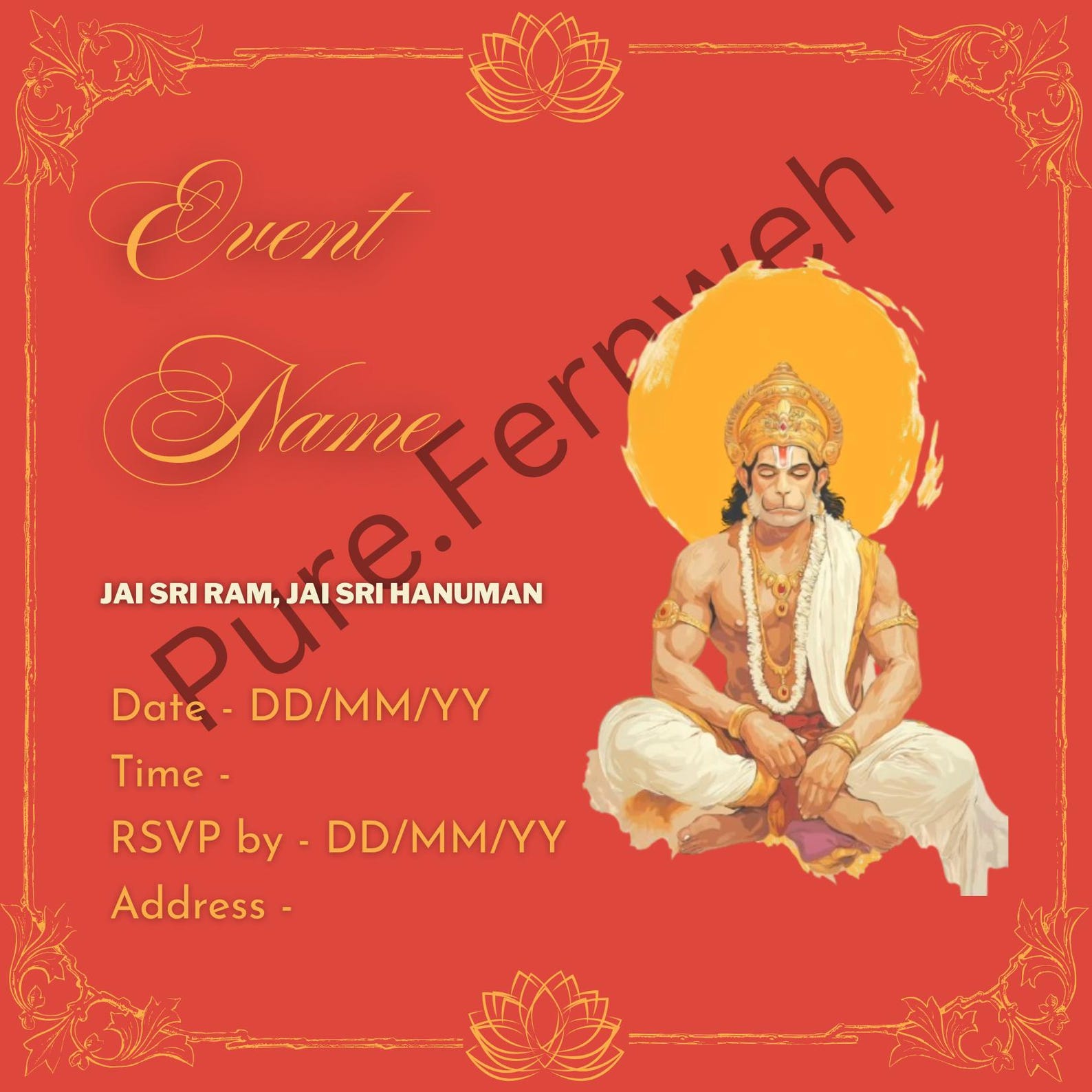 Editable Hanuman Ji Sunderkand Path Invitation, Hindu Religious Invite ...