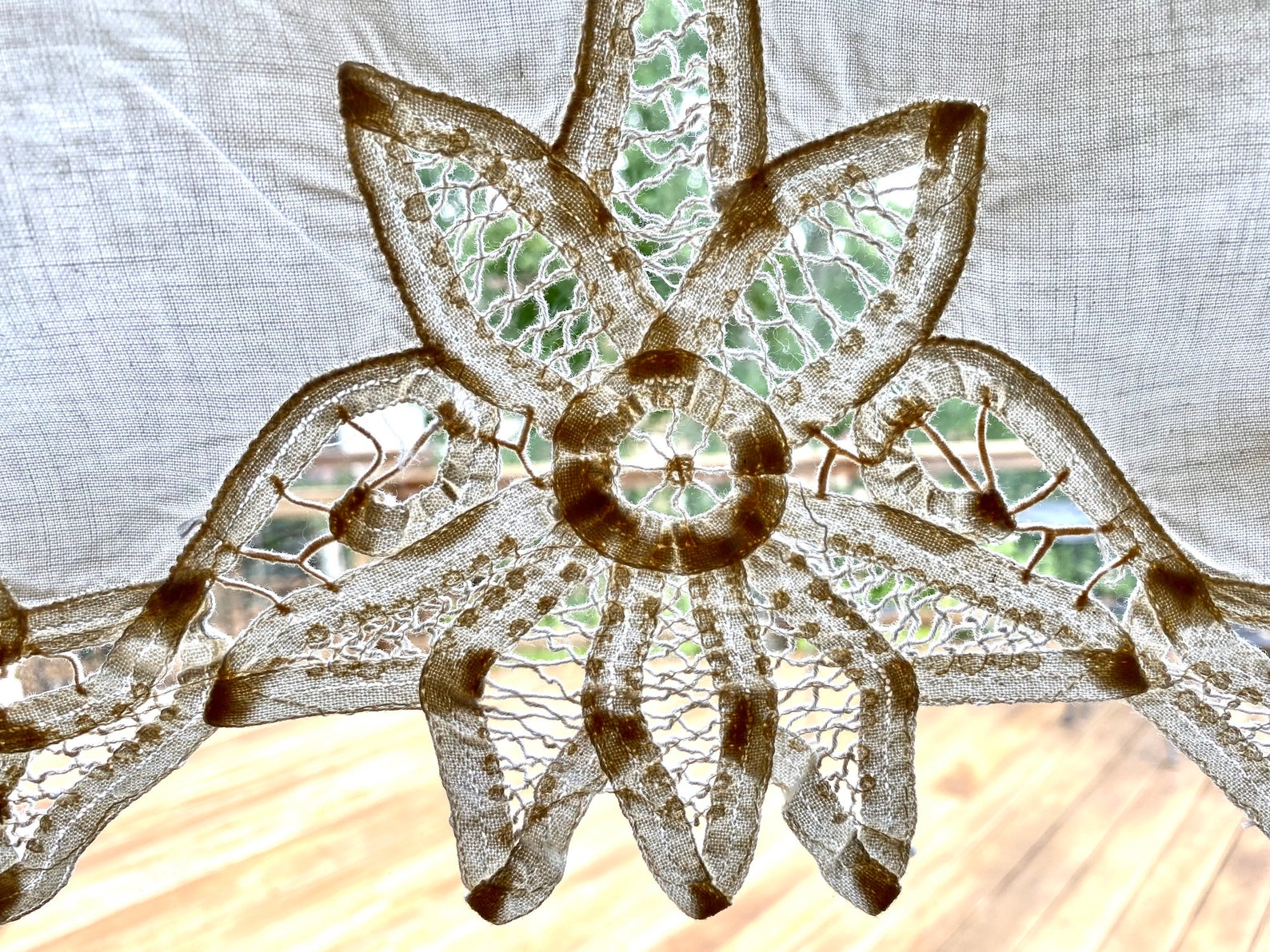 Vintage Ivory Battenburg Lace Valance Plus 4 Cafe Curtains Edwardian ...