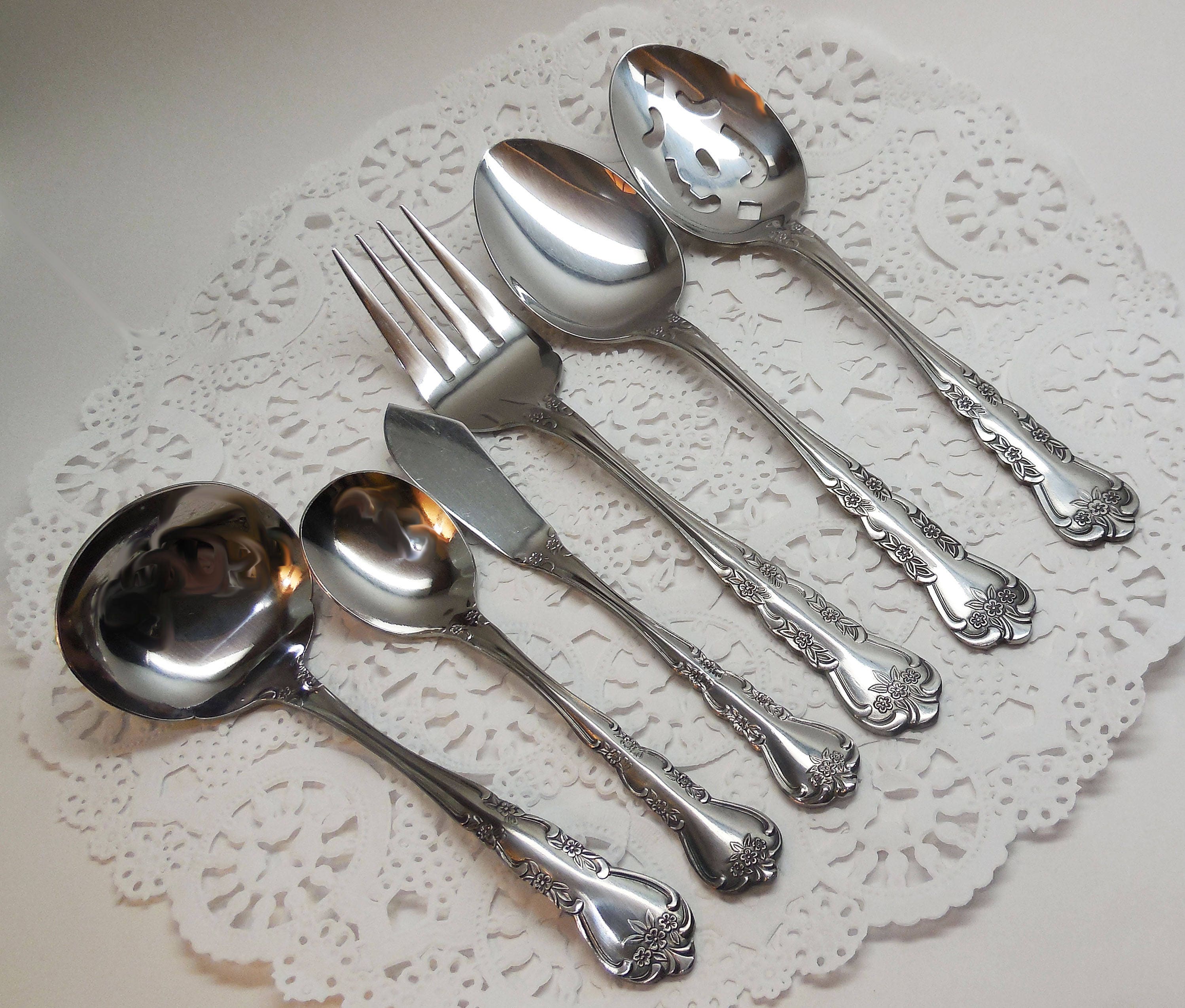 Vintage Stainless Flatware Set, by Rogers, NOS, Cottage Chic Stainless ...
