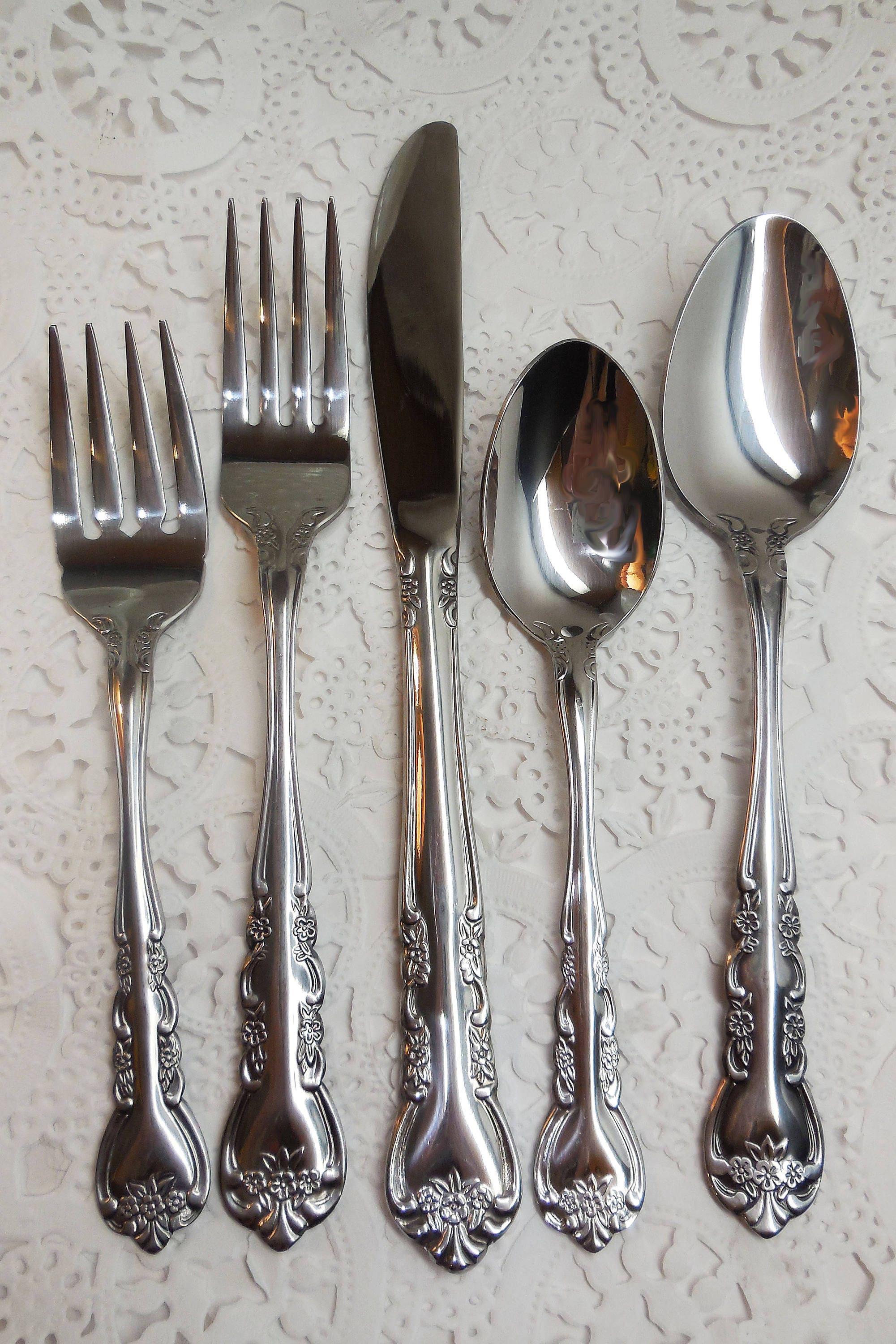 Vintage Stainless Flatware Set, by Rogers, NOS, Cottage Chic Stainless ...