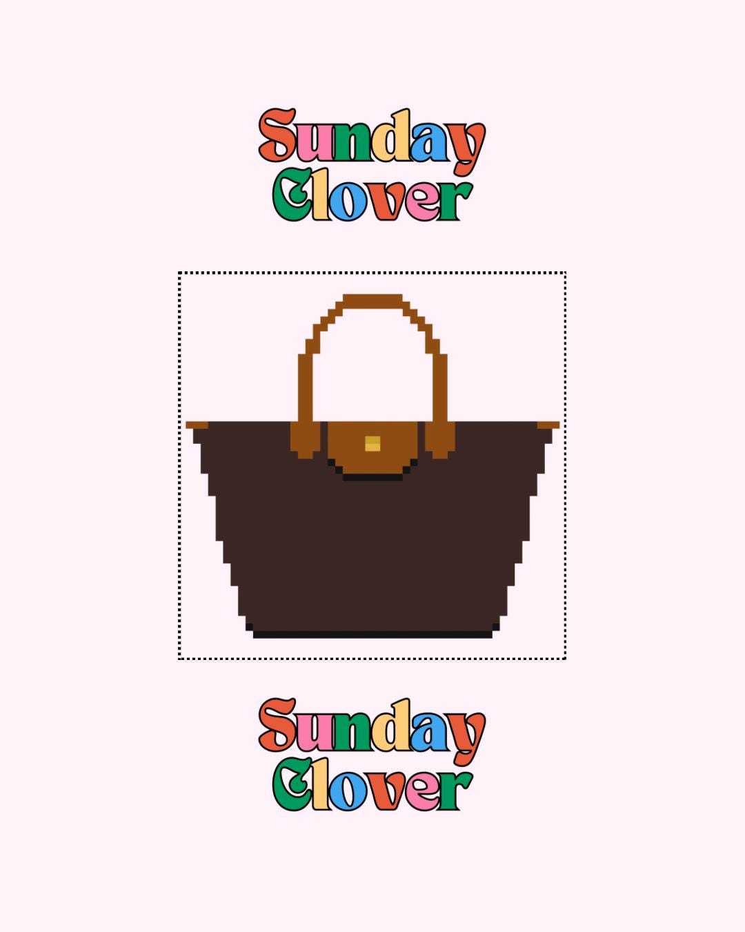 Brown Tote Bag Needlepoint Pattern | Shopping Bag Cross Stitch Chart ...