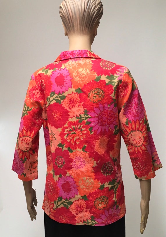 1960s Blazer, Bright Floral Jacket, Button Front Top,… - Gem