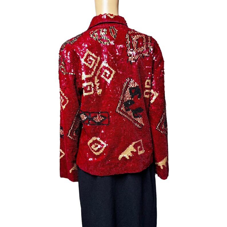 Chicos Red Sequin Open Jacket - Etsy