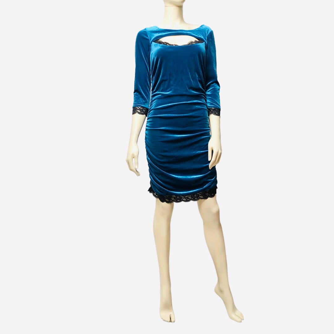 1980s Fredericks of Hollywood Blue Dress - Etsy
