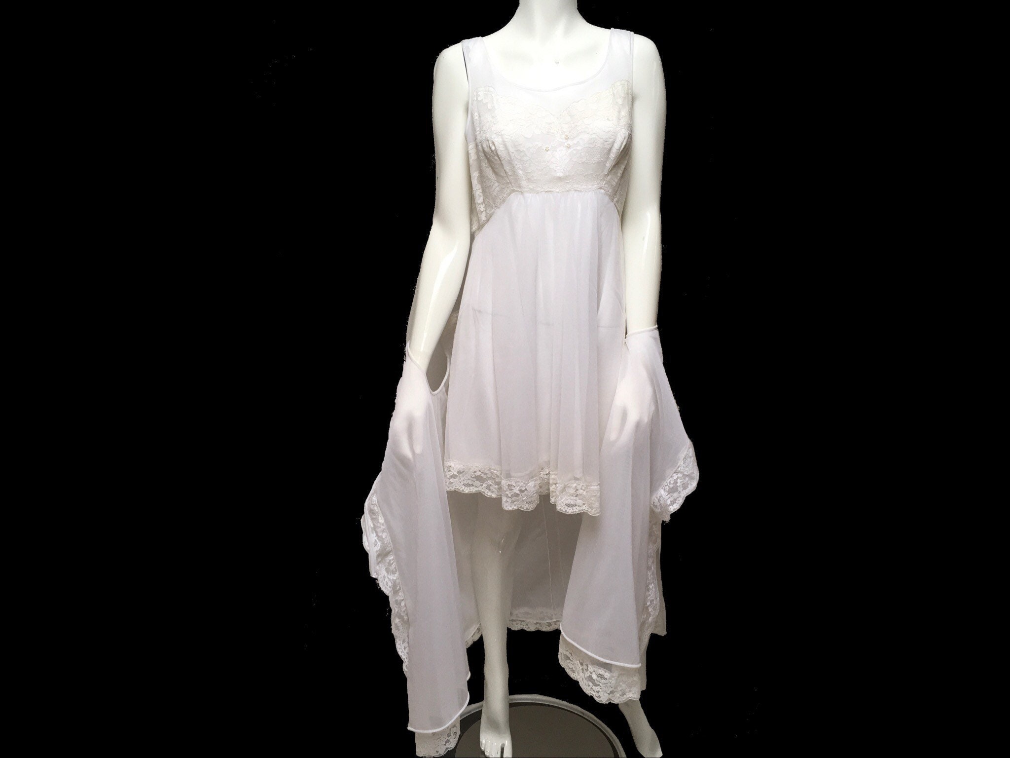 Bridal White Babydoll Nightgown Set Shadowline - Etsy