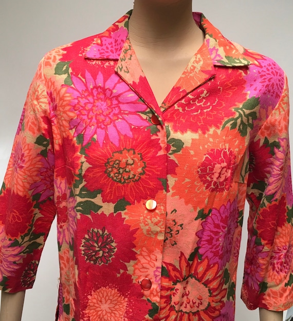 1960s Blazer, Bright Floral Jacket, Button Front Top,… - Gem