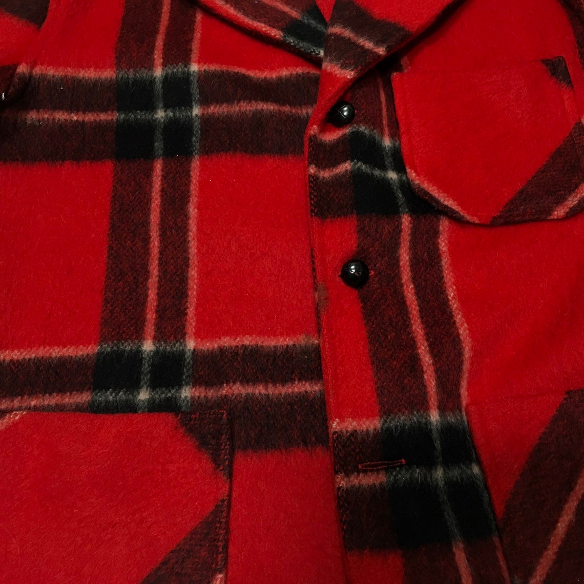 Hunting Jacket Red Wool Plaid Blazer Vintage Outerwear Size M - Etsy