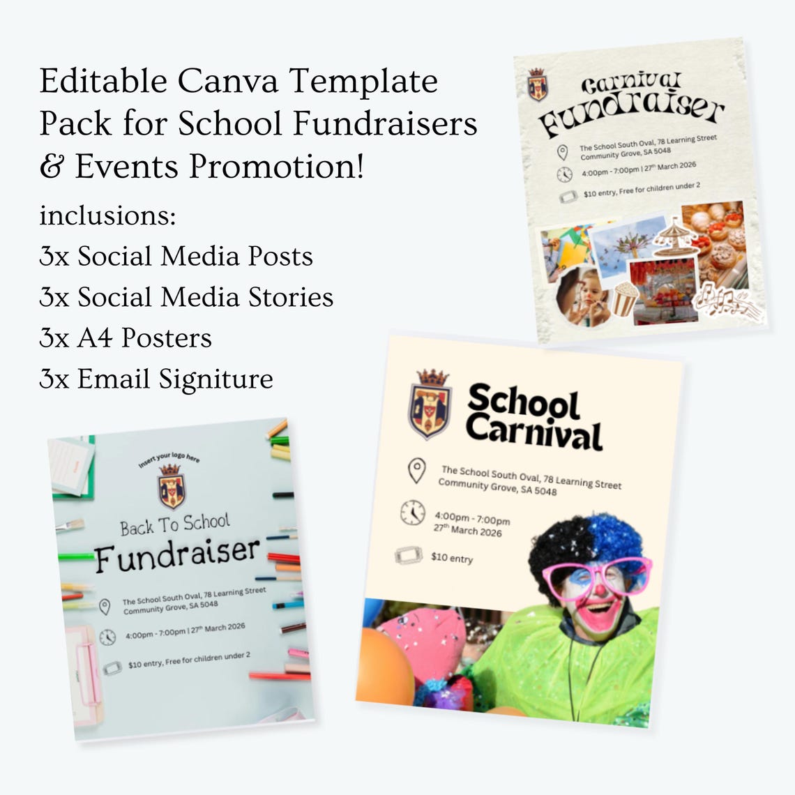 School Fundraiser Marketing Bundle | Editable Canva Flyers, Posters ...
