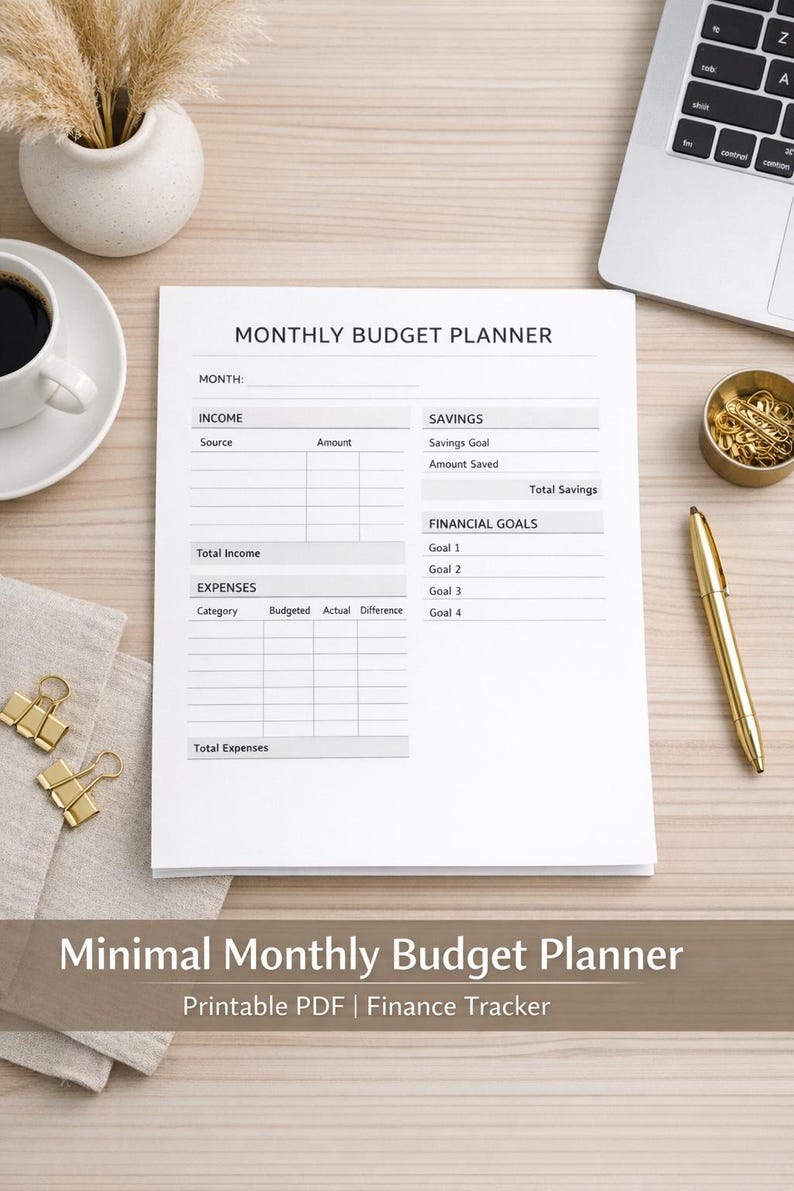 Minimal Monthly Budget Planner - Etsy