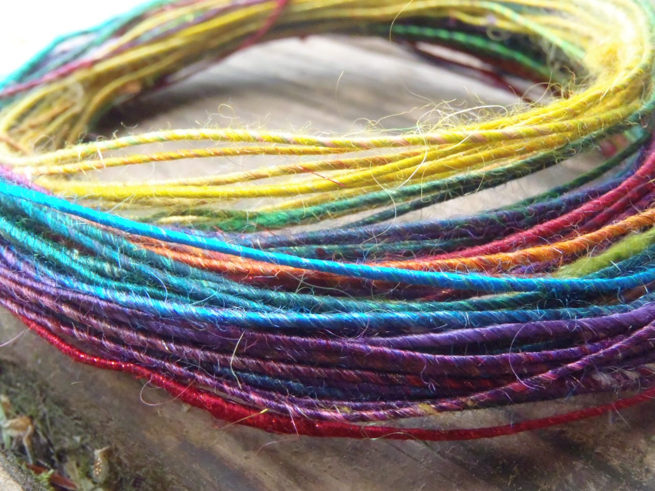 Fiber Wire Core Handspun Art Yarn 24 Gauge Wire Red Riding Hoods Wolf ...