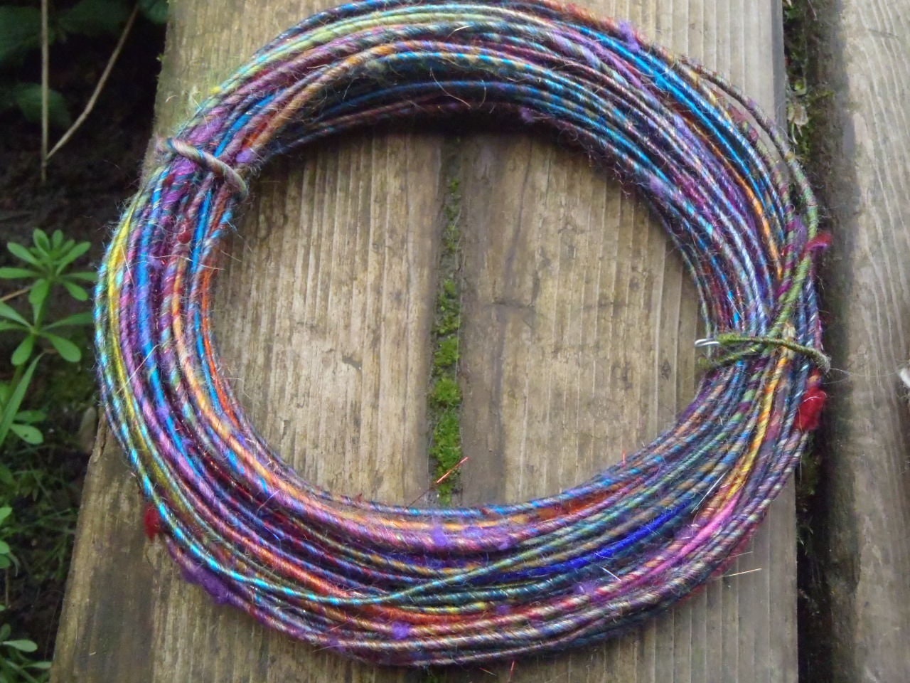 Fiber Wire Core Handspun Art Yarn 24 Gauge Wire Red Riding Hoods Wolf ...