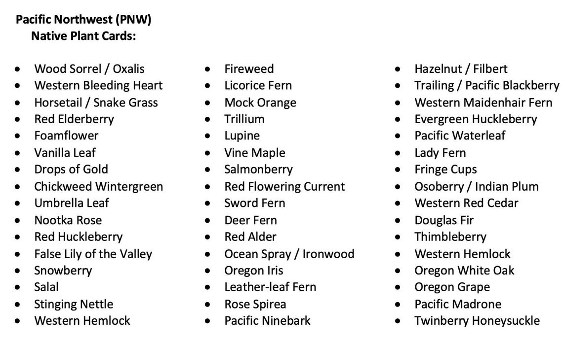 PRINTABLE: Pacific Northwest Native Plant Identification Cards - Etsy