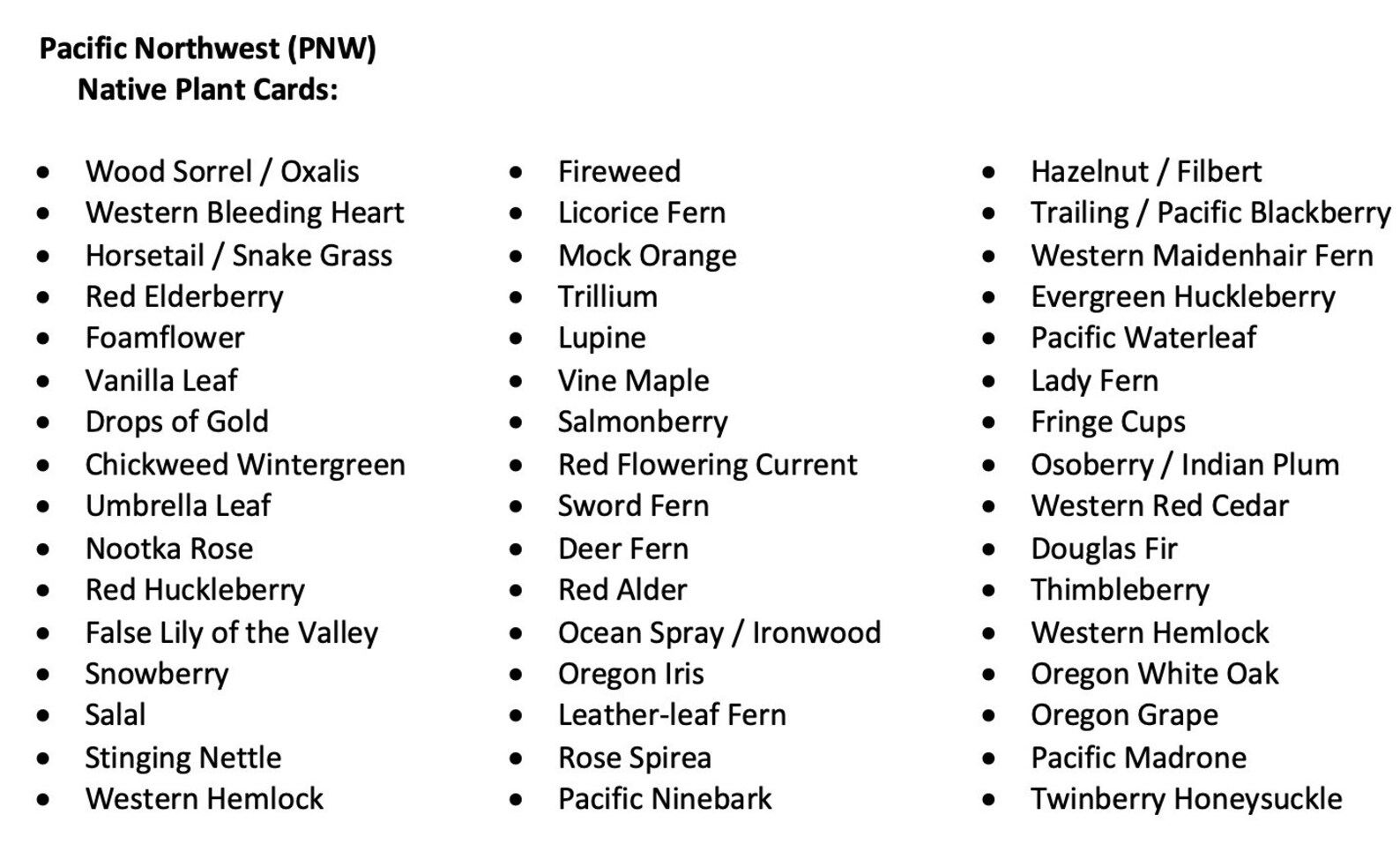 PRINTABLE: Pacific Northwest Native Plant Identification Cards - Etsy