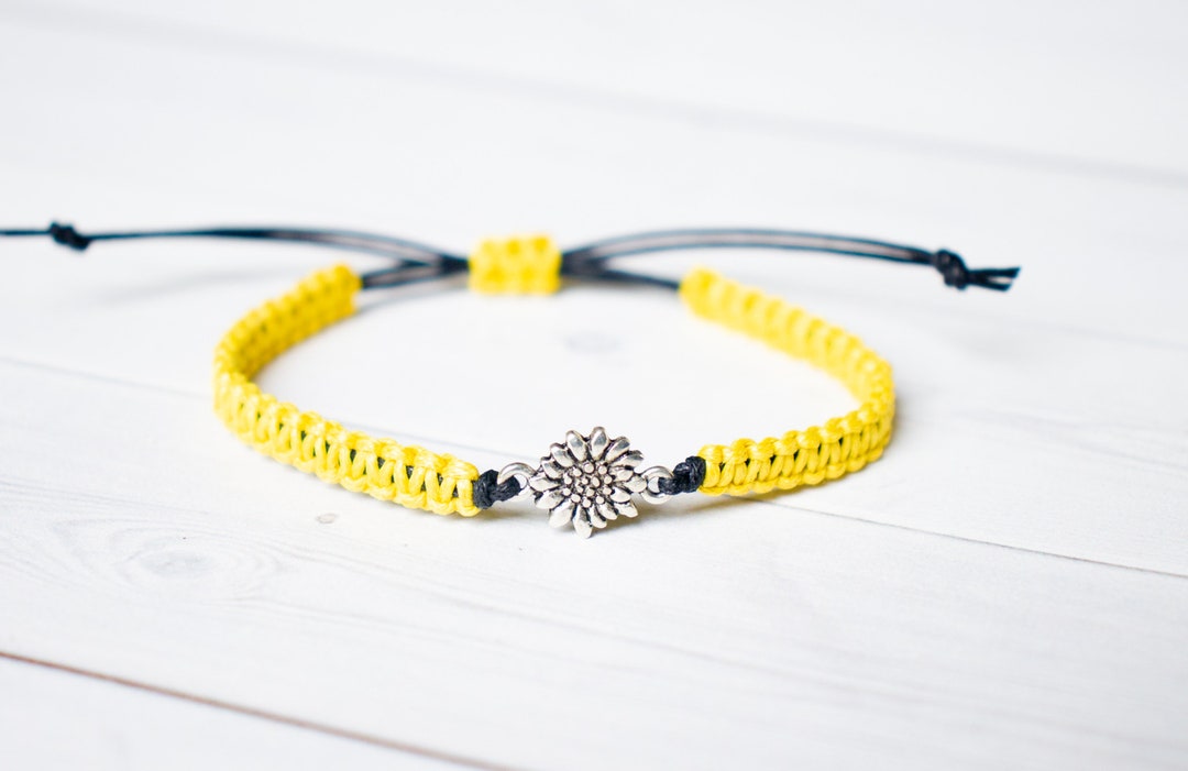 Sunflower Bracelet Friendship Bracelet Yellow and Black - Etsy