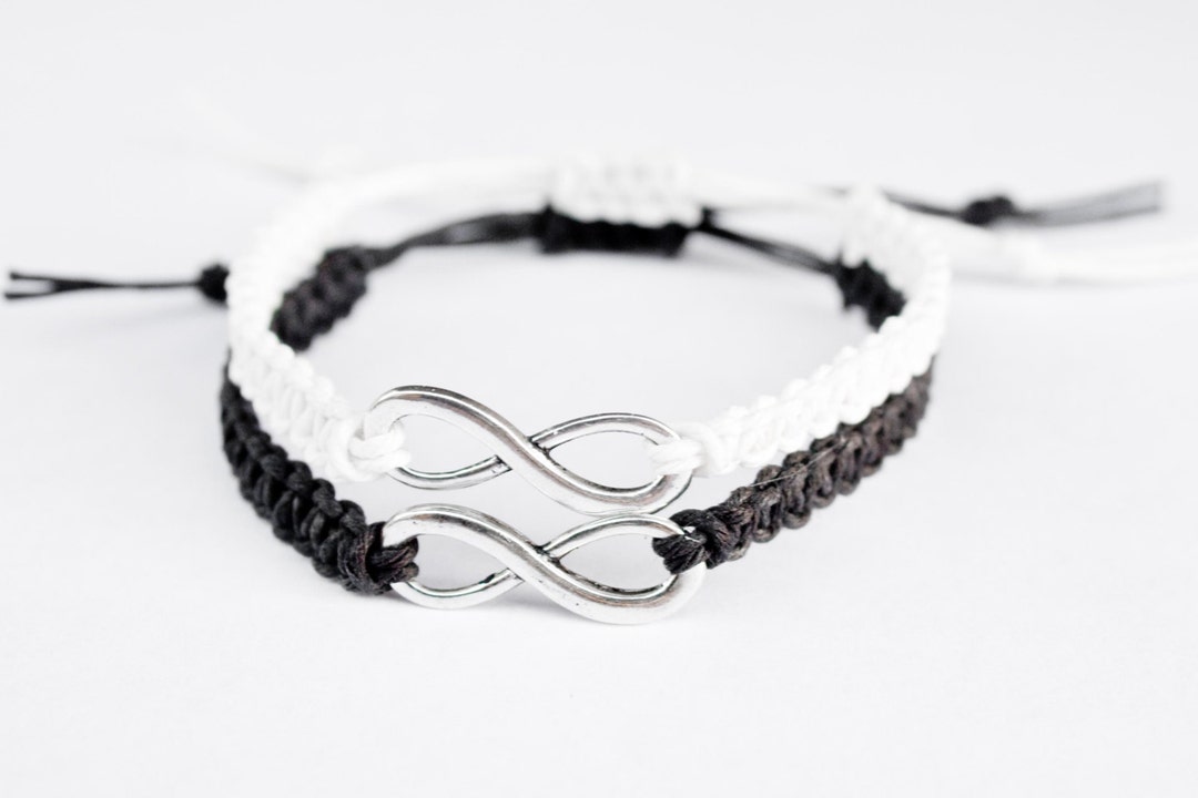 Infinity Friendship Bracelets Black and White, Hemp Bracelet, Best ...