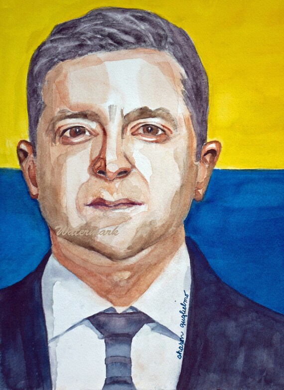 Portrait of Ukrainian President Zelenskyy - Etsy