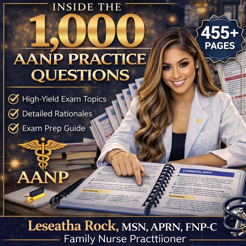 1,000 AANP Practice Questions, FNP Board Review Study Guide (digital ...