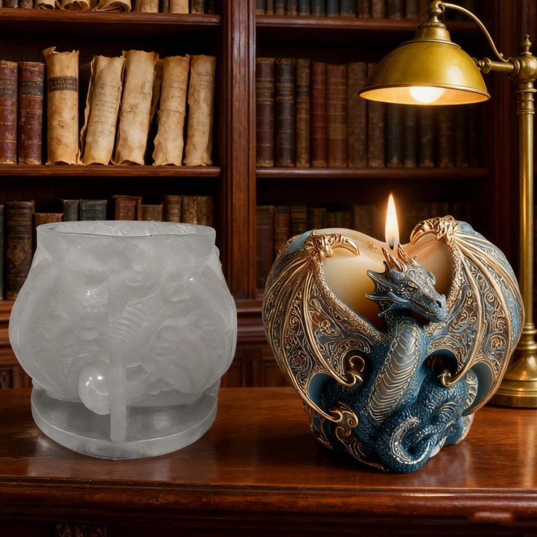 Heart Guardian Dragon Silicone Candle Mold, 3D Mythical Coiled Dragon ...