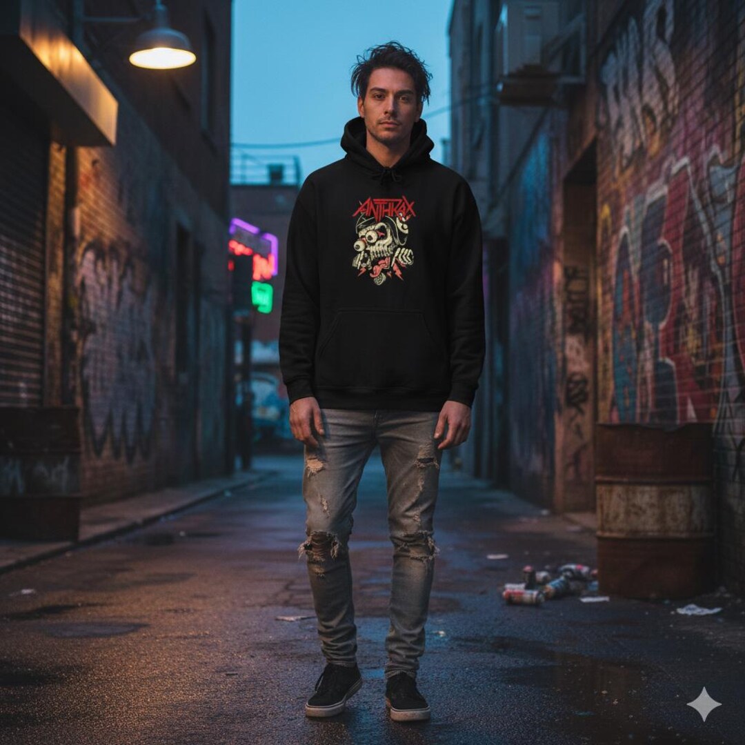 Anthrax Skull Logo Hoodie | Band Logo Heavy Metal Sweatshirt - Etsy
