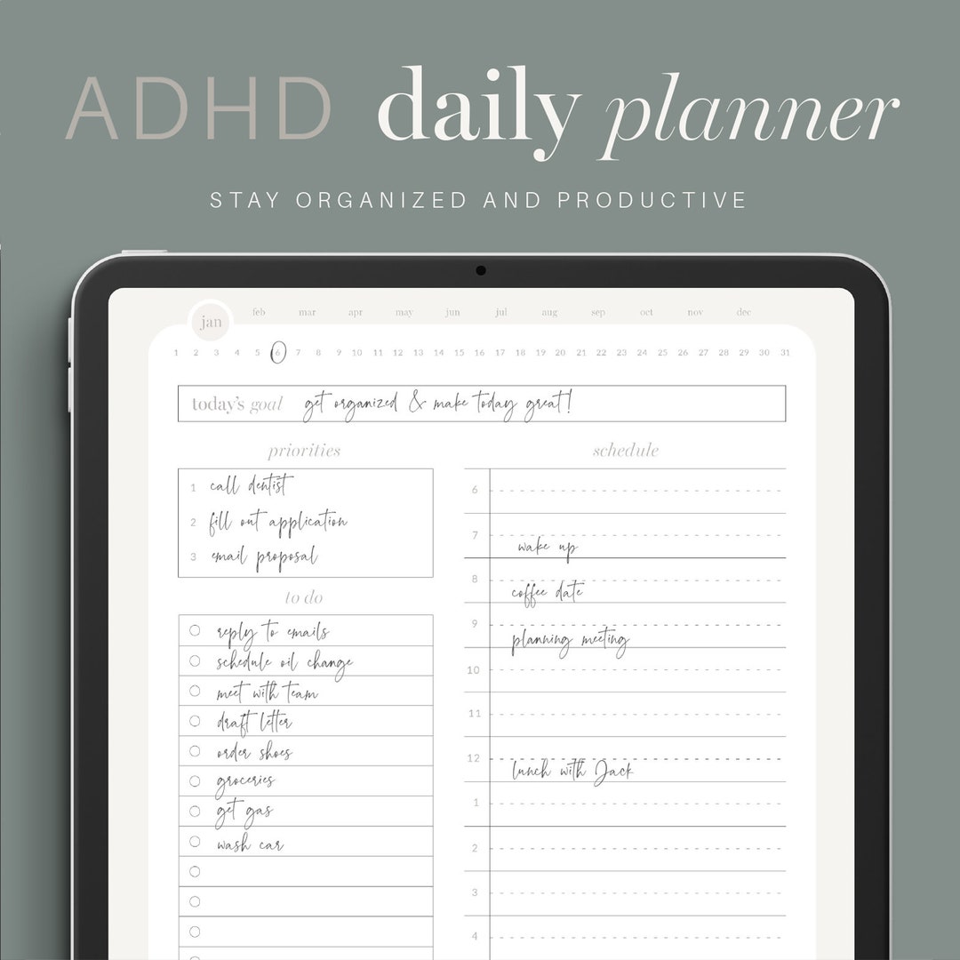 Organized ADHD Planner Goodnotes ADHD Planner Daily Digital Planner ...