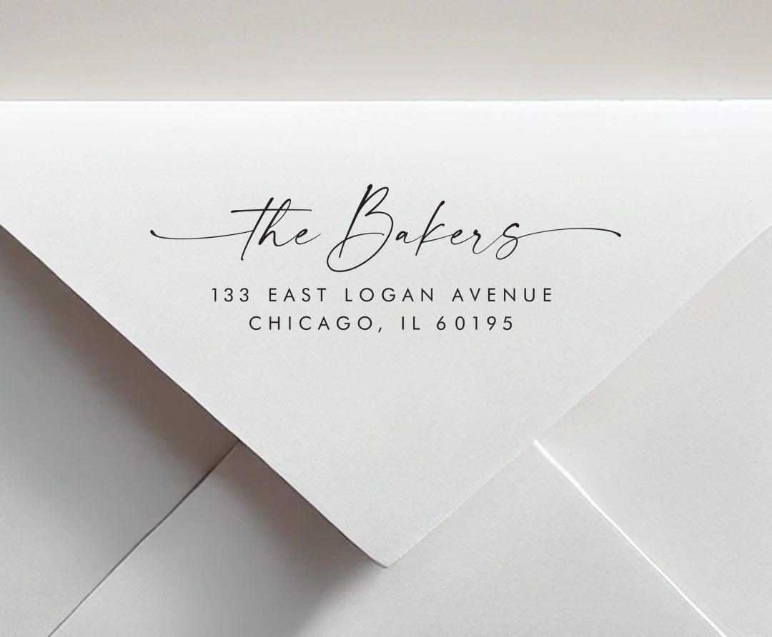 Calligraphy Return Address Stamp: Personalized Self-inking or Wood - Etsy