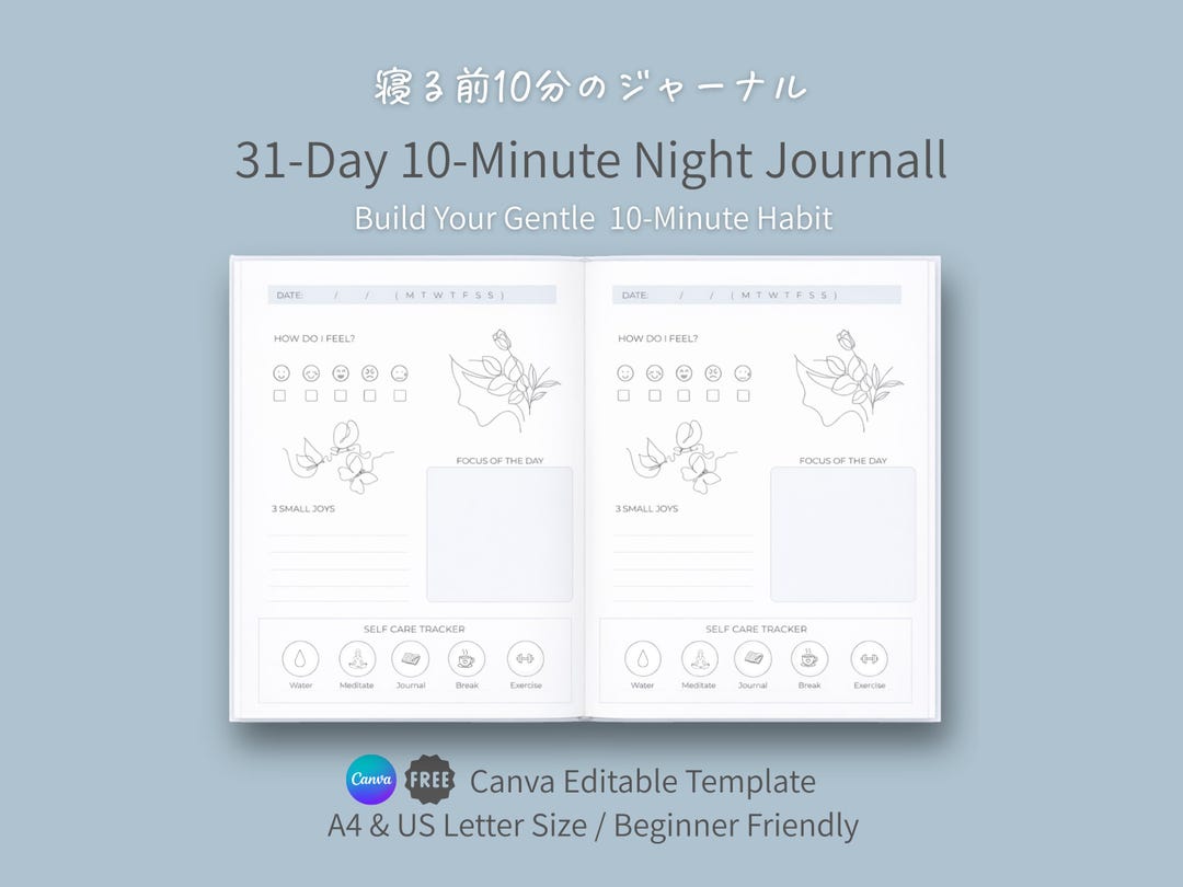 10-minute Night Journal (canva Template) / 31-day Bedtime Reflection ...