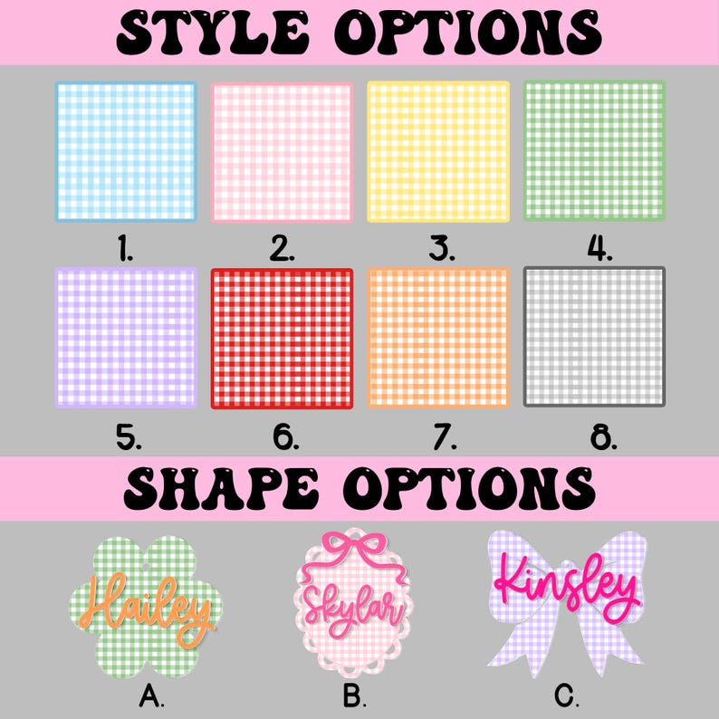 Personalized Coquette Backpack Girls Name Tag, Gingham Acrylic Backpack ...