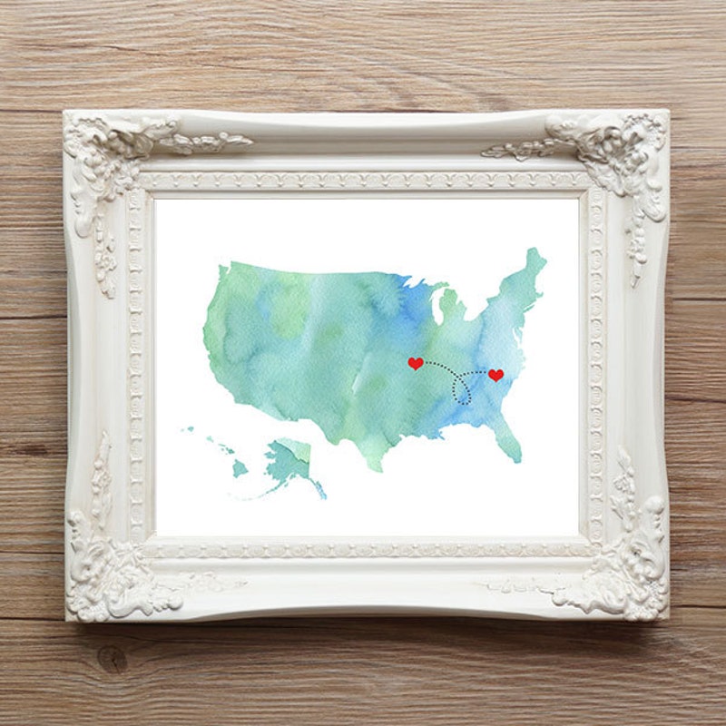 Watercolor Map of Us - Etsy
