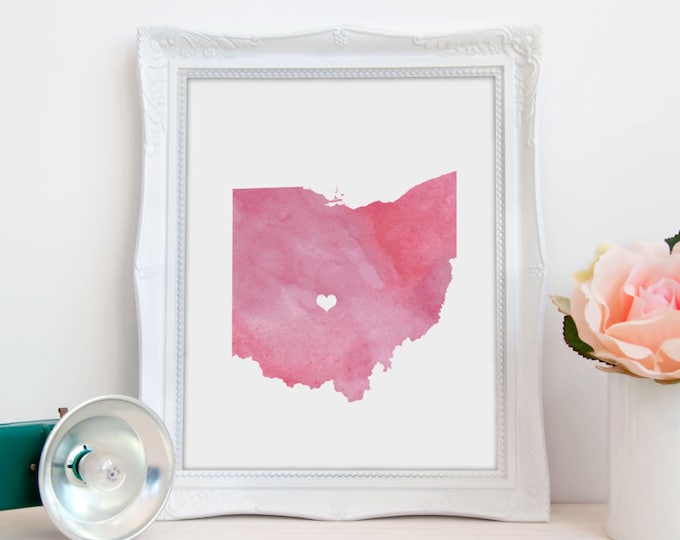 Ohio or ANY STATE Map Custom Personalized Heart Print I - Etsy