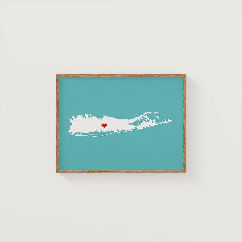 Personalized Long Island Heart Map Print, Custom Colors - Etsy