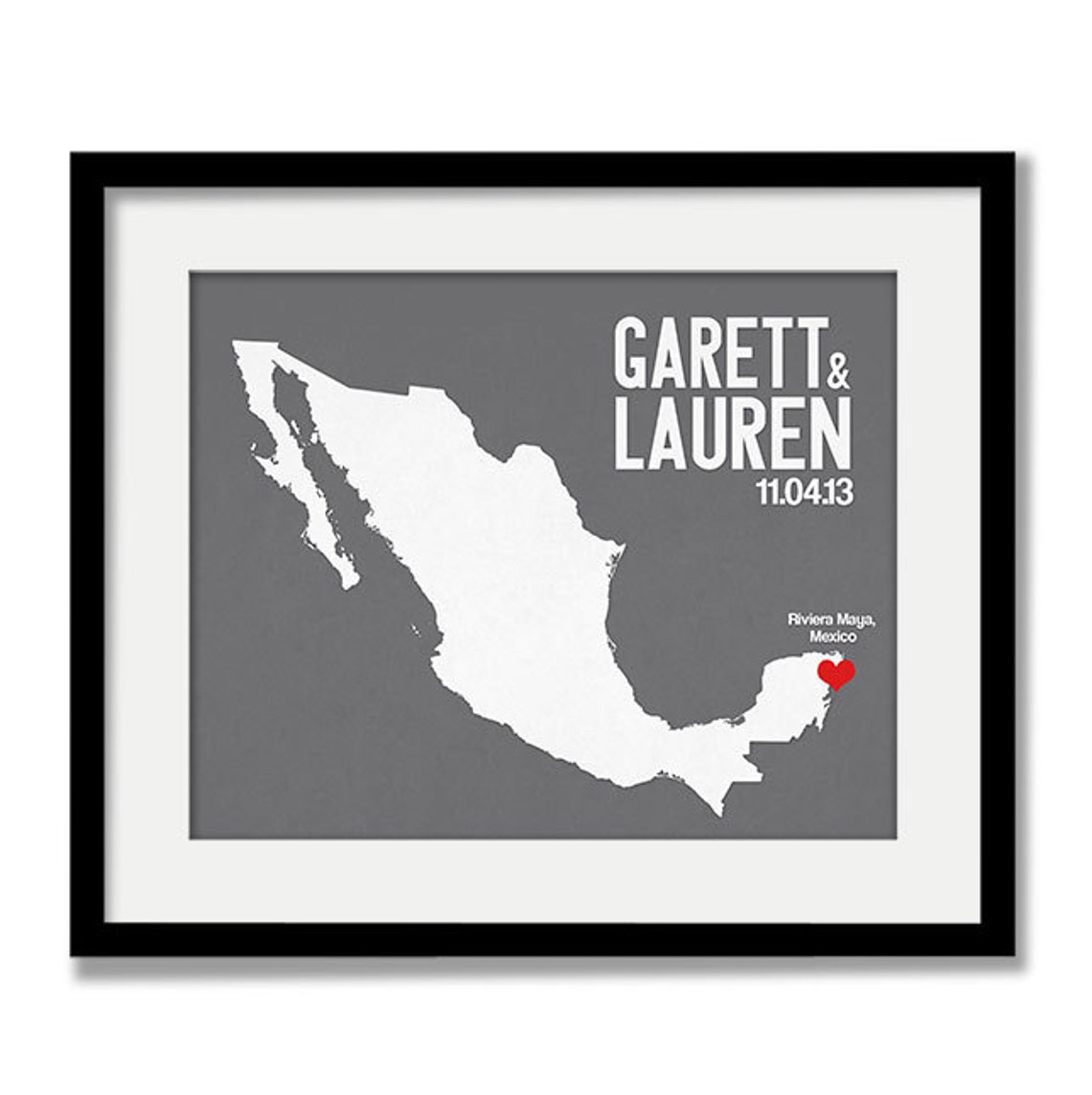 Mexico Wedding Gift - Personalized International Map - Custom ...