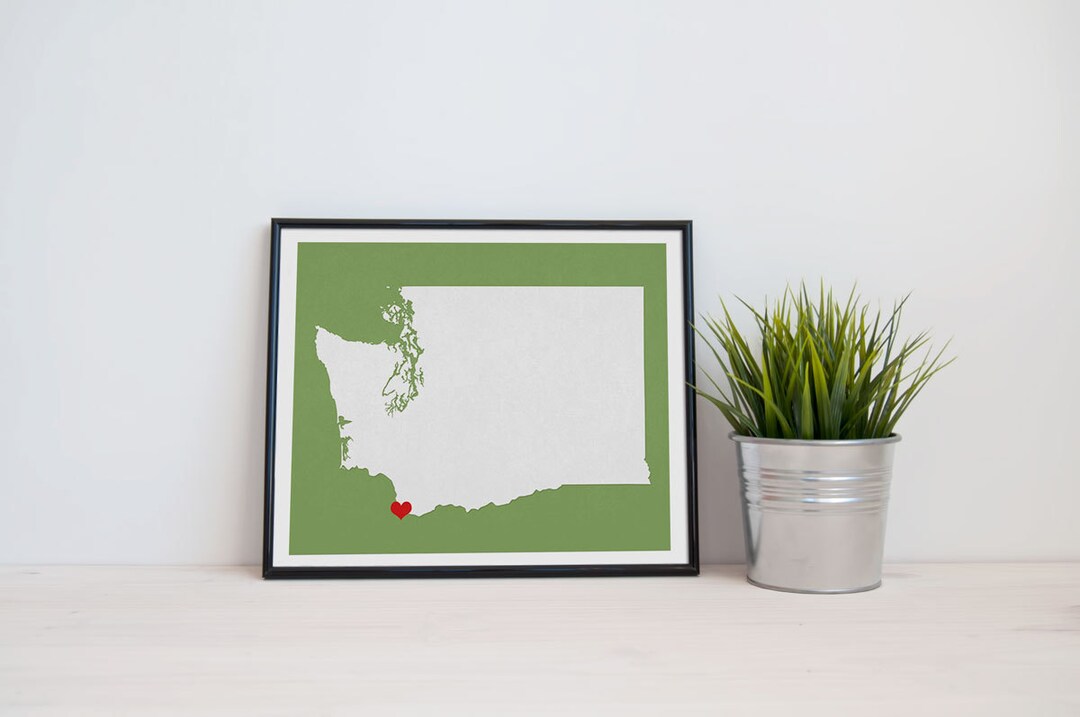 Washington State Map Custom Personalized Heart Print I Love the Pacific ...