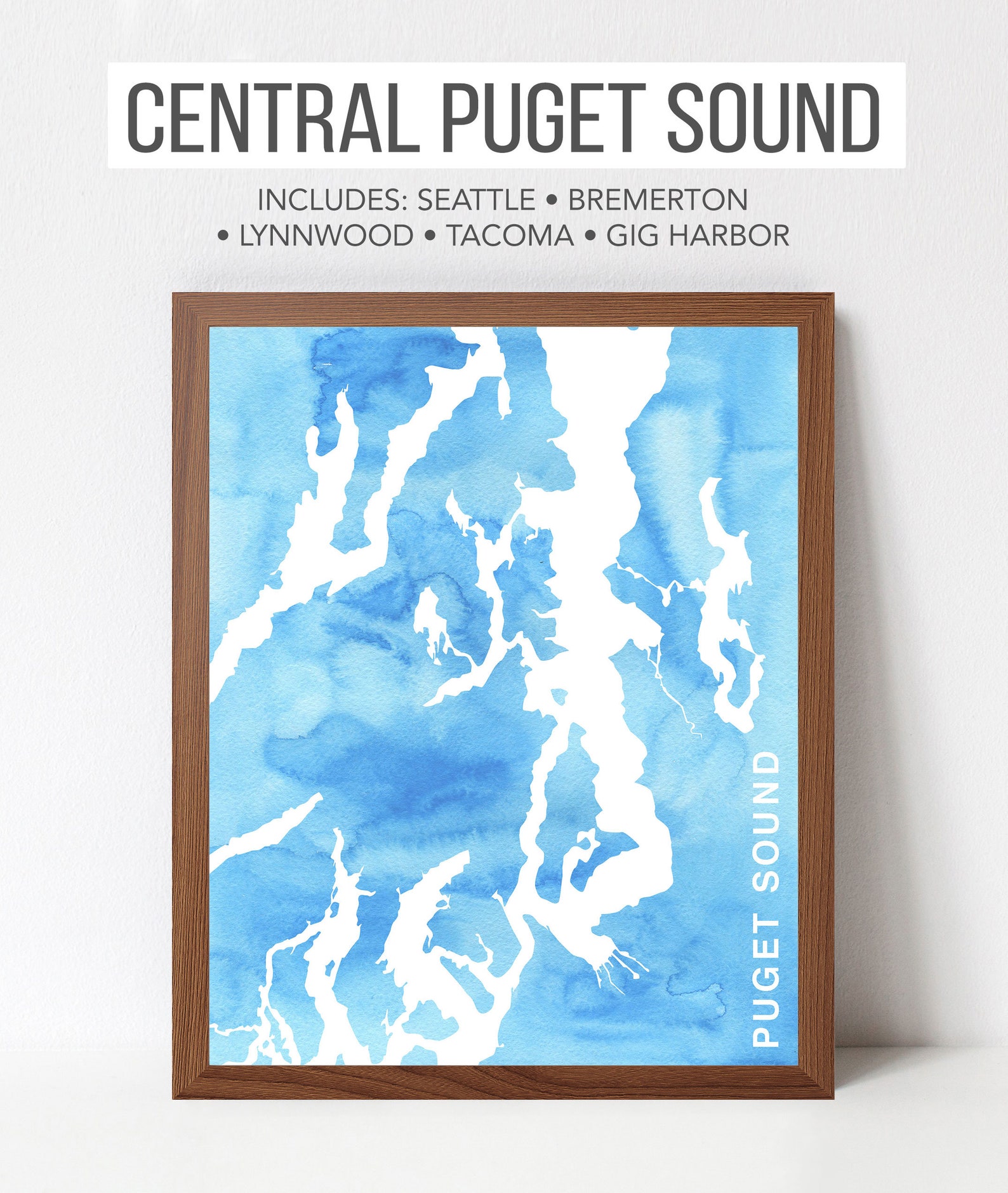 Puget Sound Map - Custom Personalized Wedding Print - I Love the ...