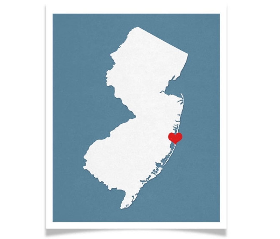 New Jersey State Map - Custom Personalized Heart Print - I Love USA ...