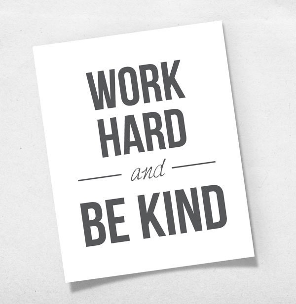 Work Hard and Be Kind Poster Print / Inspirational Quote / - Etsy