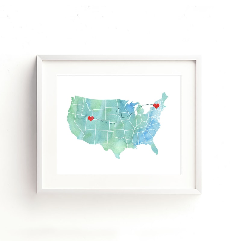 Watercolor Map of Us - Etsy