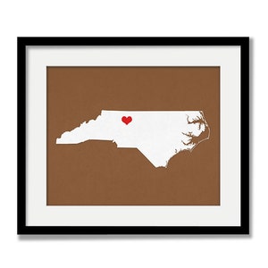 North Carolina State Map - Custom Personalized Heart Print - I Love USA ...