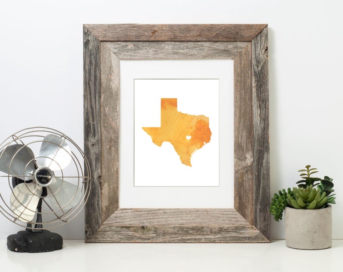 Texas Watercolor Print. State Illustration. Texas State Art Print ...