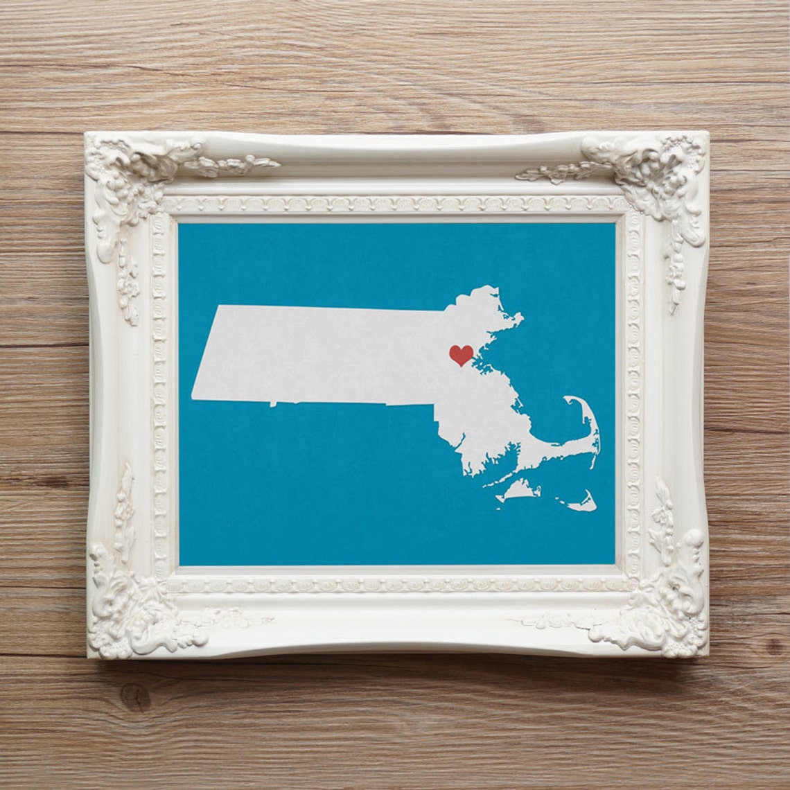 Massachusetts State Custom Personalized Heart Print I Love - Etsy