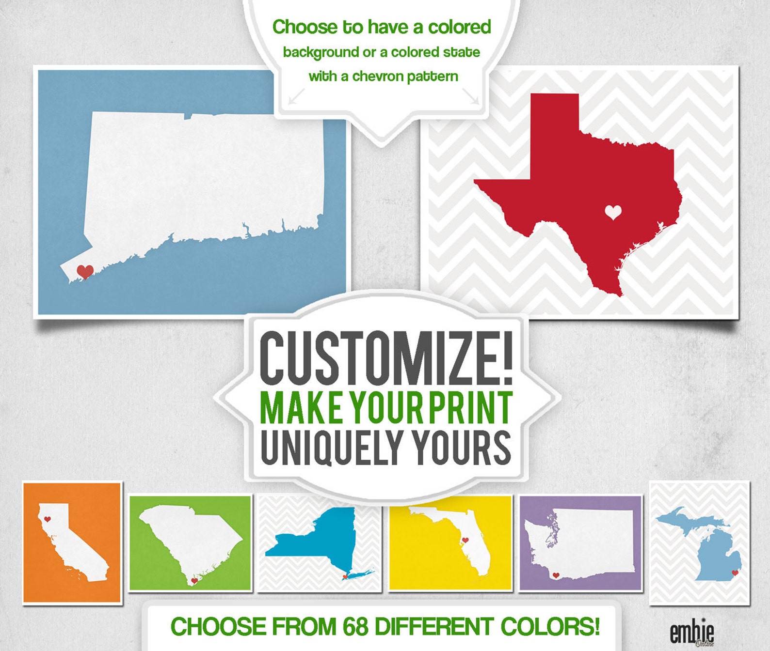 Iowa State Map Custom Personalized Heart Print I Love USA Hometown Wall ...